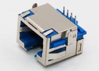 China PCB Right Angle Female RJ45 Single Port , PCB Jack Socket With EMI Gasket for sale