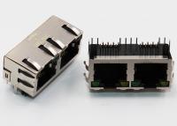 China PCB Mount Cat5 Multi Port 1 x 2 Shielded R / A 8P8C With Yellow / Green LED for sale