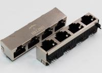 China Four Ports Ganged RJ45 Multi Connector 1 x 4 R / A Right Angle RoHS Complaint for sale