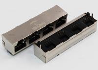 China Four Ports Ganged RJ45 Multi Connector 1 x 4 R / A Right Angle RoHS Complaint for sale
