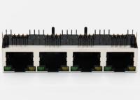 China Yellow / Green LED RJ45 Multiple Port Connectors , RJ45 PCB Socket Through Hole for sale