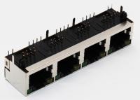 China Yellow / Green LED RJ45 Multiple Port Connectors , RJ45 PCB Socket Through Hole for sale