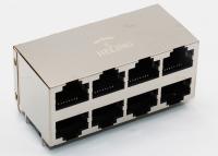 China 2 x 4 RJ45 Multiple Port Connectors , 90 Degree Side Entry Connector RJ45 Female for sale