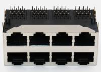 China 2 x 4 RJ45 Multiple Port Connectors , 90 Degree Side Entry Connector RJ45 Female for sale