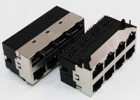 China Half Shielded RJ45 Multiple Port Connectors , 2 x 4 Ports RJ45 Outlet R / A DIP for sale