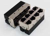 China Half Shielded RJ45 Multiple Port Connectors , 2 x 4 Ports RJ45 Outlet R / A DIP for sale