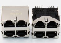 China Brass Shielded RJ45 Multiple Port Connectors 4 Ports With EMI Tab Spring for sale