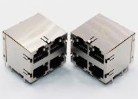 China Brass Shielded RJ45 Multiple Port Connectors 4 Ports With EMI Tab Spring for sale