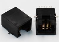 China Right Angle Rj45 Surface Mount Socket Unshielded Black Without Housing Post for sale