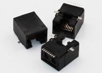 China Right Angle Rj45 Surface Mount Socket Unshielded Black Without Housing Post for sale