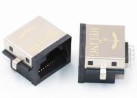 China Side Entry RJ45 Through Hole Offset / Overhangs PCB Mount 6.0mm Jack Height for sale