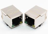 China Horizontal Entry Through Hole Connector RJ45 Brass Shielded Green / Yellow LED for sale