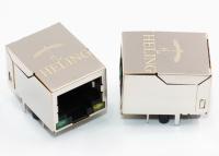 China Horizontal Entry Through Hole Connector RJ45 Brass Shielded Green / Yellow LED for sale
