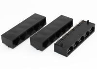 China Black Housing RJ45 Multiple Port Connectors Unshielded R / A Thru - Hole Mounting for sale