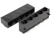 China Black Housing RJ45 Multiple Port Connectors Unshielded R / A Thru - Hole Mounting for sale