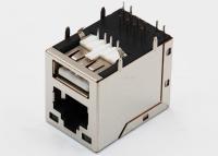 China LED Aligned R / A USB HDMI RJ45 Female Connector 8P8C Side Entry Thru - Hole for sale