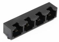 China Black 8P4C  Female Rj45 Multiple Port Connectors For Network Equipments for sale