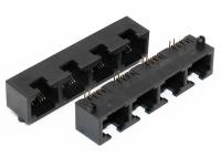 China Black 8P4C  Female Rj45 Multiple Port Connectors For Network Equipments for sale