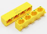 China Four Ports Harmonica Ganged RJ45 Lan Jack For Network Routers Yellow Color for sale