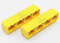 China Four Ports Harmonica Ganged RJ45 Lan Jack For Network Routers Yellow Color for sale