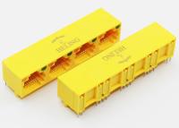 China Four Ports Harmonica Ganged RJ45 Lan Jack For Network Routers Yellow Color for sale