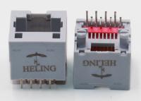 China Female 8P8C RJ45 Right Angle Connector 10 / 100 Base - T Magnetic With G / Y LED Pipes for sale