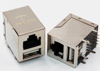 China 8P8C Female Right Angle RJ45 Connector Magnetic With G / Y LED Pipes for sale