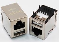 China 8P8C Female Right Angle RJ45 Connector Magnetic With G / Y LED Pipes for sale