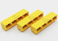China Four Ports Harmonica Ganged RJ45 Modular Jack For Ethernet Router / Hubs Yellow Color for sale