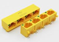 China Four Ports Harmonica Ganged RJ45 Modular Jack For Ethernet Router / Hubs Yellow Color for sale