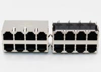China Halogen - Free 2 x 4 Ports RJ11 Modular Jack  Right Angle With EMI Finger THT Mouting for sale