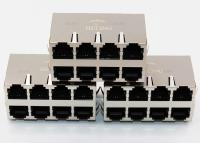 China Halogen - Free 2 x 4 Ports RJ11 Modular Jack  Right Angle With EMI Finger THT Mouting for sale