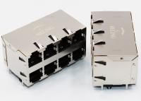 China Halogen - Free 2 x 4 Ports RJ11 Modular Jack  Right Angle With EMI Finger THT Mouting for sale