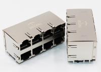 China Shielded 2 x 4 Ports RJ45 Modular Jack Connector R / A THT Mounting With EMI for sale
