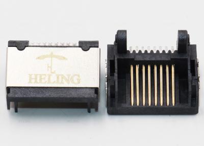 China Folding RJ45  Female Connector Brass Shielding For Computer Cat 5 Performance Catagory for sale