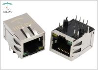 China Right Angle 8P8C RJ45 Female Connector 10 / 100 Base - T Magnetic With G / Y LED Pipes for sale
