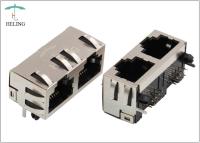 China 8P8C 1 x 2 Ports RJ45 Female Connector Through Hole Mount Shielded With EMI Finger for sale
