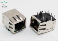 China Thru - Hole PCB Mount RJ45 Lan Jack Right Angle Entry With LED / EMI Finger Tab Down for sale