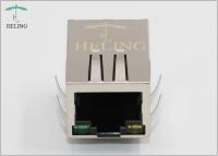 China Thru - Hole PCB Mount RJ45 Lan Jack Right Angle Entry With LED / EMI Finger Tab Down for sale