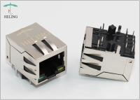 China Thru - Hole PCB Mount RJ45 Lan Jack Right Angle Entry With LED / EMI Finger Tab Down for sale