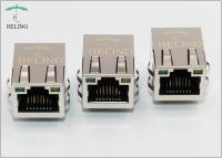 China Right Angle Tab Up RJ45 Female Connector With EMI Finger For PC Card / Motherboards for sale