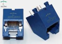 China Unshielded 45 Degree RJ45 Female Connector 8P8C THT Blue Color For Telecom Equipment for sale