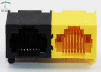 China Dual Color 1x2 Port Right Angle RJ45 8P8C Connector For Network Router for sale