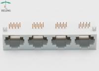 China White Color RJ45 Modular Jack 1 x 4 Ports  Right Angle Tab Up  THT Mounting for sale
