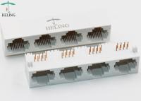China White Color RJ45 Modular Jack 1 x 4 Ports  Right Angle Tab Up  THT Mounting for sale