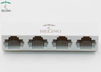 China White Color RJ45 Modular Jack 1 x 4 Ports  Right Angle Tab Up  THT Mounting for sale