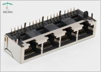 China 1 * 4 Multi - Port RJ45 Female Cat5 Connector Tab Down THT Terminal 12mm Jack Height for sale