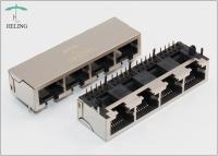 China 1 * 4 Multi - Port RJ45 Female Cat5 Connector Tab Down THT Terminal 12mm Jack Height for sale
