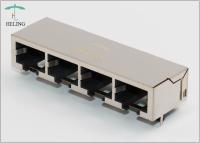 China 1 * 4 Multi - Port RJ45 Female Cat5 Connector Tab Down THT Terminal 12mm Jack Height for sale