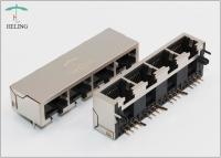 China 1 * 4 Multi - Port RJ45 Female Cat5 Connector Tab Down THT Terminal 12mm Jack Height for sale
